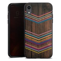 DeinDesign iPhone Xr Handy Silikon H&uuml;lle Case schwarz Handyh&uuml;lle Muster Wood Wooden Look