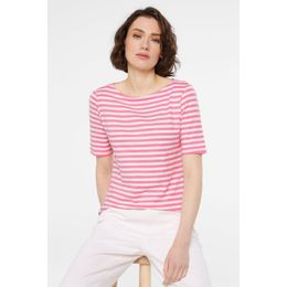 Rundhalsshirt SENSES.THE LABEL, Damen, Gr. L, pink, Single Jersey, Material: 100% Baumwolle, gestreift, slim fit normal, U-Boot-Ausschnitt, eingesetzt gerader Abschluss, Shirts Rundhalsshirt, aus Baumwolle