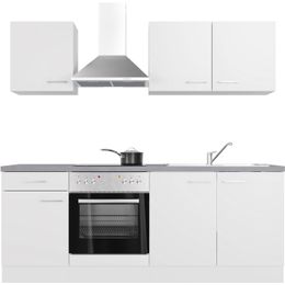 K&uuml;chenzeile Flex-Well "Kopenhagen", wei&szlig; (k&uuml;che: wei&szlig;, front: wei&szlig; matt, korpus: wei&szlig;, arbeitsplatte: beton, grau), B:210cm H:200cm T:60cm, Komplettk&uuml;chen-Sets, K&uuml;chenzeile, wahlw. mit E-Ger&auml;ten, Breite 210 cm, viele Farbvarianten erh&auml;ltlich