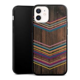 DeinDesign iPhone 12 mini Handy Slim Case extra d&uuml;nn Silikon Handyh&uuml;lle schwarz H&uuml;lle Muster Wood Wooden Look Silikon Slim Case