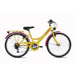 Jugendfahrrad Dacapo "Dacapo Kinderfahrrad 24'' Confetti 6 G&auml;nge" Gr. 36, gelb, gelb, Fahrr&auml;der, Kinder, 36cm, 24 Zoll (60,96cm) hinten: 24 Zoll (60,96cm)