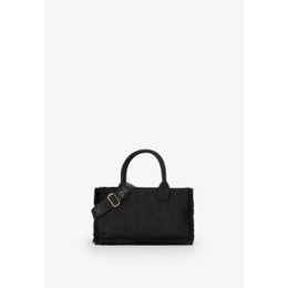 Valentino Handbags Shopper VALENTINO BAGS "SHYLA", Damen, Gr. B/H/T: 31cm x 22cm x 15cm, schwarz (nero), Baumwolle, Taschen Shopper, Damen Umh&auml;ngetasche, Handtasche mit modischen Fransen