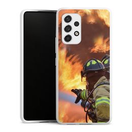 DeinDesign Galaxy A53 5G Handy Silikon H&uuml;lle Case wei&szlig; Handyh&uuml;lle Fire Fighters Fire Fighter Life Saver Silikon Case