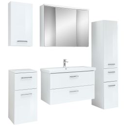 Badm&ouml;bel-Set SAPHIR "Serie 3007, 6-teilig, mit T&uuml;rd&auml;mpfer", wei&szlig; glanz, B:160cm H:200cm T:45cm, Spanplatte, Kastenm&ouml;bel-Sets, Badm&ouml;bel-Set, Badezimmer-Set mit H&auml;ngeschrank, Unterschrank und Hochschrank