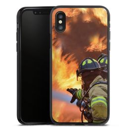 DeinDesign iPhone X Handy Silikon H&uuml;lle Case schwarz Handyh&uuml;lle Fire Fighter Fire Fighters Life Saver