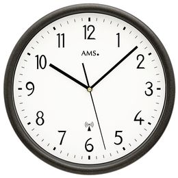 Funkwanduhr AMS, anthrazit, Wanduhren, &Oslash; 30cm, Quarzuhr,Kunststoff,Wohnzimmer,Esszimmer,K&uuml;che,Arbeitszimmer,B&uuml;ro,Flur