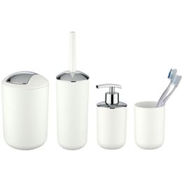 Badaccessoire-Set Wenko "Brasil", wei&szlig;, matt, Kunststoff, Badaccessoires-Sets, Seifenspender, Zahnputzbecher, WC-Garnitur & Kosmetikeimer