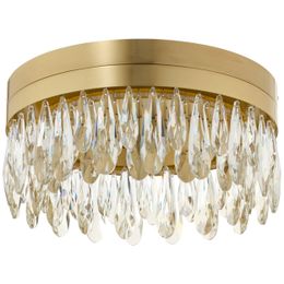 LUMICOUTURE LED Deckenleuchte "Celestia", messingfarben geb&uuml;rstet, 1, &Oslash; 40cm H: 18cm, 1 Stk., Leuchten, &Oslash; 40 cm, 3300 lm, 2700 K, K9- Kristalle, Memoryfunktion, LED Deckenleuchte