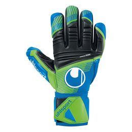 Torwarthandschuhe Uhlsport "Torwarthandschuhe AQUASOFT HN", Damen, Gr. 10.5, blau (blau, gr&uuml;n, schwarz), Obermaterial: 64% Gummi rubber. 24% Polyester PES. 7% Nylon NY. 5% Polyurethan PU., Handschuhe
