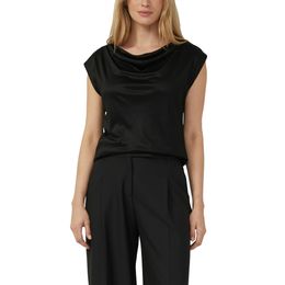Damen Wasserfallshirtschwarz, Gr. 48, s.Oliver BLACK LABEL, unifarben, Web, Obermaterial: 100% Viskose, Shirts, mit Wasserfall-Kragen und aus reiner