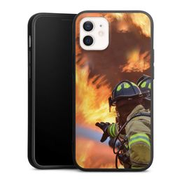 DeinDesign iPhone 12 mini Handy Premium Silikon H&uuml;lle Handyh&uuml;lle schwarz Case Fire Fighter Life Saver Fire Fighters Silikon Premium Case