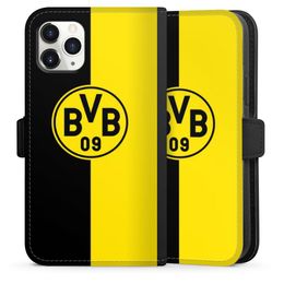 DeinDesign iPhone 11 Pro Handy Klapph&uuml;lle Handyh&uuml;lle aus Kunst Leder schwarz Flip Case Bvb Coat Of Arms Borussia Dortmund Sideflip mit Lasche