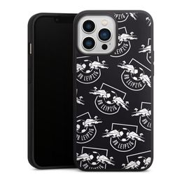 DeinDesign iPhone 13 Pro Max Handy Premium Silikon H&uuml;lle Handyh&uuml;lle schwarz Case Rb Leipzig Logo Muster Silikon Premium Case