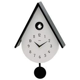 Pendelwanduhr AMS, wei&szlig;, schwarz, Wanduhren, B/H/L: 23cm x 9cm x 29cm, Quarzuhr,Kunststoff,Wohnzimmer,Esszimmer,K&uuml;che,Arbeitszimmer,B&uuml;ro,Flur