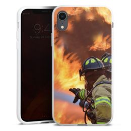 DeinDesign iPhone Xr Handy Silikon H&uuml;lle Case wei&szlig; Handyh&uuml;lle Fire Fighter Fire Fighters Life Saver Silikon Case