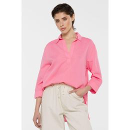 Schlupfbluse SENSES.THE LABEL, Damen, Gr. 3XL, pink (soft pink), Web, Material: 50% Baumwolle, 50% Leinen, unifarben, regular fit normal, V-Ausschnitt, &Auml;rmel mit &Auml;rmelschlitz 1-Knopf-Manschette, Blusen Schlupfbluse, mit Seitenschlitze