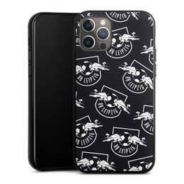 DeinDesign iPhone 12 Pro Handy Silikon H&uuml;lle Case schwarz Handyh&uuml;lle Rb Leipzig Logo Muster