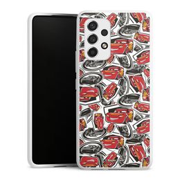DeinDesign Galaxy A53 5G Handy Silikon H&uuml;lle Case wei&szlig; Handyh&uuml;lle Lightning Mcqueen 95 Disney Pixar Cars Silikon Case