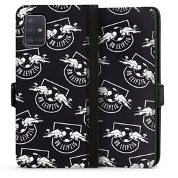 DeinDesign Galaxy A51 Handy Klapph&uuml;lle Handyh&uuml;lle aus Kunst Leder schwarz Flip Case Rb Leipzig Logo Muster Sideflip mit Lasche