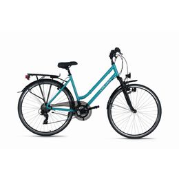 Trekkingrad Dacapo Gr. 48, blau (t&uuml;rkis, schwarz), Fahrr&auml;der, Damen, 48cm, 28 Zoll (71,12cm) hinten: 28 Zoll (71,12cm)