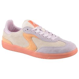 Sneaker Skechers "HOTSHOT - FOR THE WIN", Damen, Gr. 35, lila (natur, fliederfarben), Veloursleder, kontrastfarbene Details, Schuhe Sneaker, Retro Sneaker, Freizeitsneaker, Halbschuh, Schn&uuml;rschuh im Retro-Look