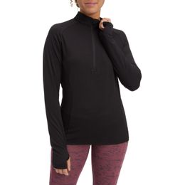 Sweatshirt Energetics "DA.-LANGARMSHIRT CUSCA IV W", Damen, Gr. L, schwarz, Obermaterial: 88% Polyester, 12% Elasthan, Sweatshirts Sweatshirt, Half-Zip-Design, f&uuml;r Wandern, Walking und Running