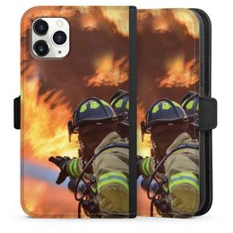 DeinDesign iPhone 11 Pro Handy Klapph&uuml;lle Handyh&uuml;lle aus Kunst Leder schwarz Flip Case Fire Fighter Fire Fighters Life Saver Sideflip mit Lasche
