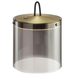 LUMICOUTURE LED Tischleuchte "Lumeo", messingfarben, rauchglas, 1, &Oslash; 20cm H: 20cm, 1 Stk., Leuchten, &Oslash; 20 cm x 20 cm, 380 lm 3000 K, Glas Metall, messingfarben Rauchglas, LED Tischleuchte