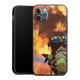 DeinDesign iPhone 12 Pro Handy Premium Silikon H&uuml;lle Handyh&uuml;lle schwarz Case Fire Fighters Fire Fighter Life Saver Silikon Premium Case