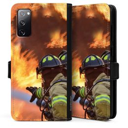 DeinDesign Galaxy S20 Handy Klapph&uuml;lle Handyh&uuml;lle aus Kunst Leder schwarz Flip Case Fire Fighter Fire Fighters Life Saver Sideflip mit Lasche
