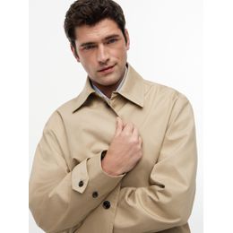 Langmantel Tommy Hilfiger "DC TECHNICAL COTTON CARCOAT", Herren, Gr. L, sandalwood, Web, Obermaterial: 100% Baumwolle, relaxed fit knielang, mit Riegel Manschette, M&auml;ntel