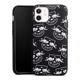 DeinDesign iPhone 12 Handy Silikon H&uuml;lle Case schwarz Handyh&uuml;lle Rb Leipzig Logo Muster