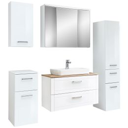 Badm&ouml;bel-Set SAPHIR "Serie 3007,7-teilig, mit T&uuml;rd&auml;mpfern", wei&szlig; glanz, B:160cm H:200cm T:44,5cm, Spanplatte, Kastenm&ouml;bel-Sets, Badm&ouml;bel-Set, Badezimmer-Set mit H&auml;ngeschrank, Unterschrank und Hochschrank
