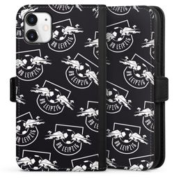 DeinDesign iPhone 11 Handy Klapph&uuml;lle Handyh&uuml;lle aus Kunst Leder schwarz Flip Case Rb Leipzig Logo Muster Sideflip mit Lasche