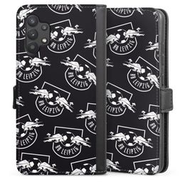 DeinDesign Galaxy A32 4G Handy Klapph&uuml;lle Handyh&uuml;lle aus Kunst Leder schwarz Flip Case Rb Leipzig Logo Muster Sideflip mit Lasche