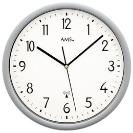 Funkwanduhr AMS, grau, Wanduhren, &Oslash; 30cm, Quarzuhr,Kunststoff,Wohnzimmer,Esszimmer,K&uuml;che,Arbeitszimmer,B&uuml;ro,Flur