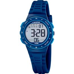 Chronograph Calypso Watches "Junior Collection", dunkelblau, Armbanduhren, Kinder, Chronograph, Quarzuhr, Armbanduhr, Silikonarmband, digital, Tag, Wochentag, Monat