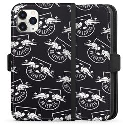 DeinDesign iPhone 11 Pro Handy Klapph&uuml;lle Handyh&uuml;lle aus Kunst Leder schwarz Flip Case Rb Leipzig Logo Muster Sideflip mit Lasche