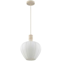 LUMICOUTURE Pendelleuchte "Annie", wei&szlig;, beige, 1, &Oslash; 29cm, 1 Stk., Leuchten, H&ouml;he 150 cm, E27, Kabel k&uuml;rzbar, Glas/Travertin Stein, wei&szlig; beige, Pendelleuchte