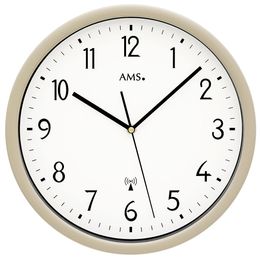 Funkwanduhr AMS, beige, Wanduhren, &Oslash; 30cm, Quarzuhr,Kunststoff,Wohnzimmer,Esszimmer,K&uuml;che,Arbeitszimmer,B&uuml;ro,Flur