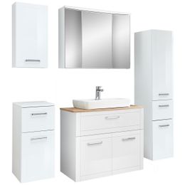 Badm&ouml;bel-Set SAPHIR "Serie 3007,7-teilig, mit T&uuml;rd&auml;mpfern", wei&szlig; glanz, B:160cm H:200cm T:44,5cm, Spanplatte, Kastenm&ouml;bel-Sets, Badm&ouml;bel-Set, Badezimmer-Set mit H&auml;ngeschrank, Unterschrank und Hochschrank