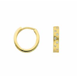 Adelia&acute;s Paar Creolen ADELIA&acute;S "12,8 mm ⌀ Creolen Ohrringe 585 Gold ( 14K ) mit Zirkonia", gold, Ohrringe, Damen, Damen, Gold, Goldohrringe