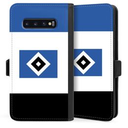 DeinDesign Galaxy S10 Plus Handy Klapph&uuml;lle Handyh&uuml;lle aus Kunst Leder schwarz Flip Case Hamburger Sv Bundesliga Official Licensed Product Sideflip mit Lasche