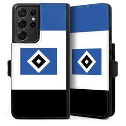 DeinDesign Galaxy S21 Ultra 5G Handy Klapph&uuml;lle Handyh&uuml;lle aus Kunst Leder schwarz Flip Case Hamburger Sv Bundesliga Official Licensed Product Sideflip mit 