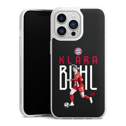 DeinDesign iPhone 13 Pro Handy Silikon H&uuml;lle Case wei&szlig; Handyh&uuml;lle Fc Bayern M&uuml;nchen Klara B&uuml;hl Official Licensed Product Silikon Case