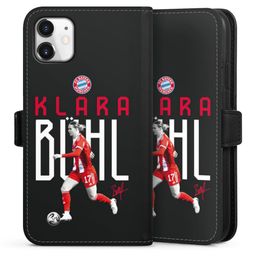DeinDesign iPhone 11 Handy Klapph&uuml;lle Handyh&uuml;lle aus Kunst Leder schwarz Flip Case Fc Bayern M&uuml;nchen Klara B&uuml;hl Official Licensed Product Sideflip mit Lasche