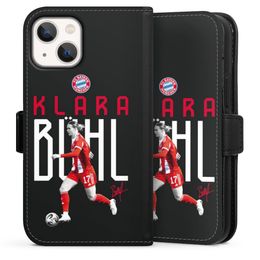 DeinDesign Galaxy A51 Handy Klapph&uuml;lle Handyh&uuml;lle aus Kunst Leder schwarz Flip Case Fc Bayern M&uuml;nchen Klara B&uuml;hl Official Licensed Product Sideflip mit Lasche