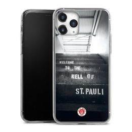 DeinDesign iPhone 11 Pro Handy Slim Case Silikon Handyh&uuml;lle transparent H&uuml;lle extra d&uuml;nn Merchandise Official Licensed Product Fc St. Pauli Silikon Slim Case