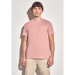T-Shirt Street One MEN, Herren, Gr. L (42), orange (pastel peach), Web, 100% Baumwolle, bedruckt, normal normal, Rundhals, B&uuml;ndchen, Shirts T-Shirt, mit Rundhalsausschnitt