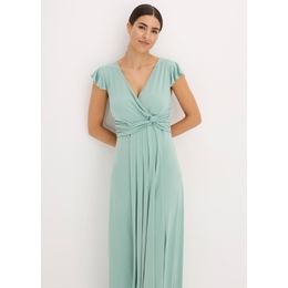 Maxikleid bonprix, Damen, Gr. 36/38 (S), N-Gr, pastellgr&uuml;n (l&auml;nge: regul&auml;r), Jersey, Obermaterial: 95% Polyester, 5% Elasthan, unifarben, festlich, figurumspielend kn&ouml;chellang, V-Ausschnitt, Fl&uuml;gel&auml;rmel, Kleider Maxikleid, f&uuml;r festliche Anl&auml;sse, mit kurzem Fl&uuml;gel&auml;rmel, feminine Wickeloptik